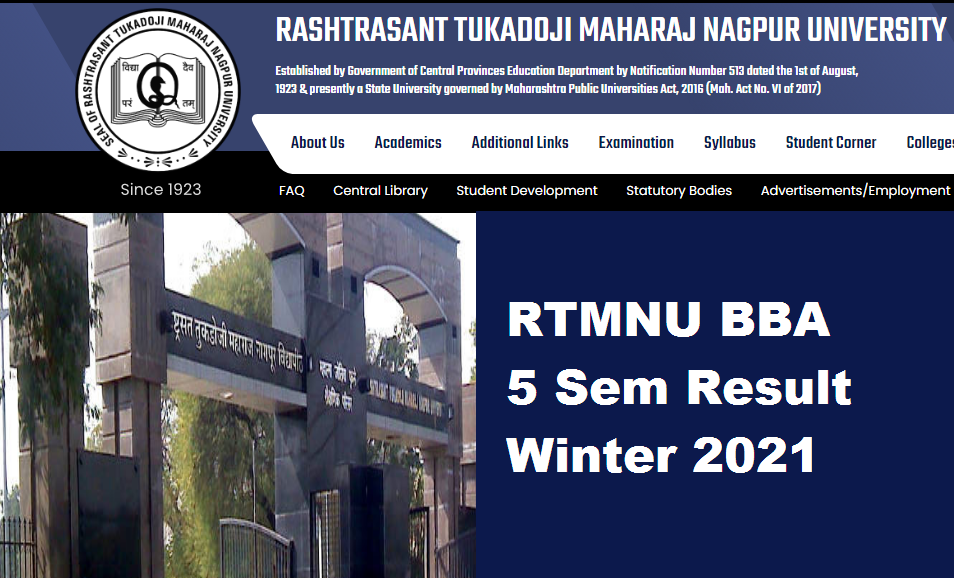 RTMNU BBA 5 Sem Result Winter 2021 MahaBharti in University