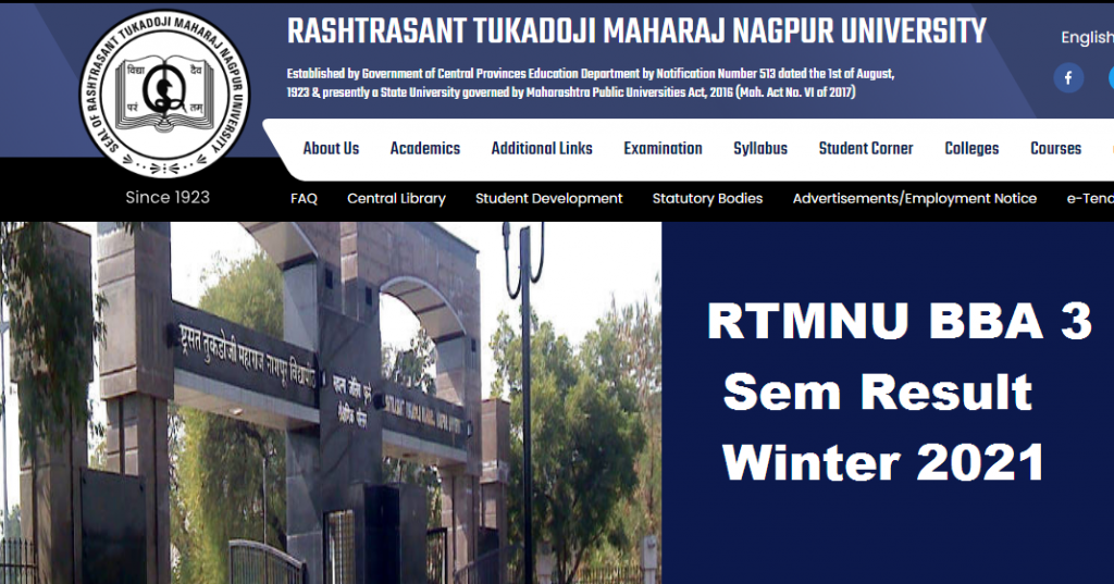 RTMNU BBA 3 Sem Result Winter 2021 - GetResults.in
