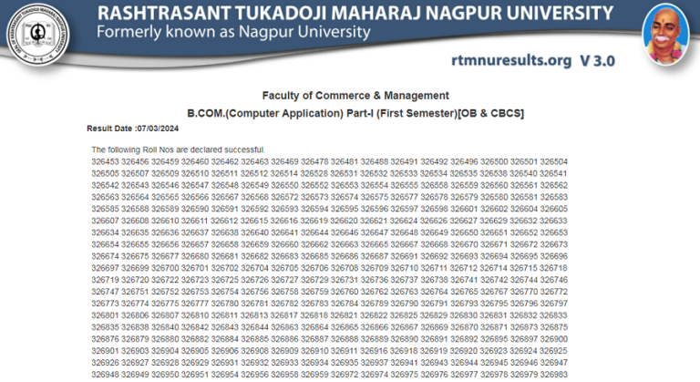 RTMNU BCCA 1 Sem Result Winter 2023 Out Check Here
