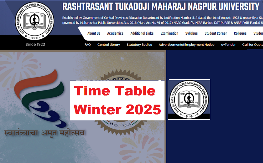 RTMNU Time Table Winter 2025 BA, B.Com, BSc,BBA, BCA,BE,MA M.Com