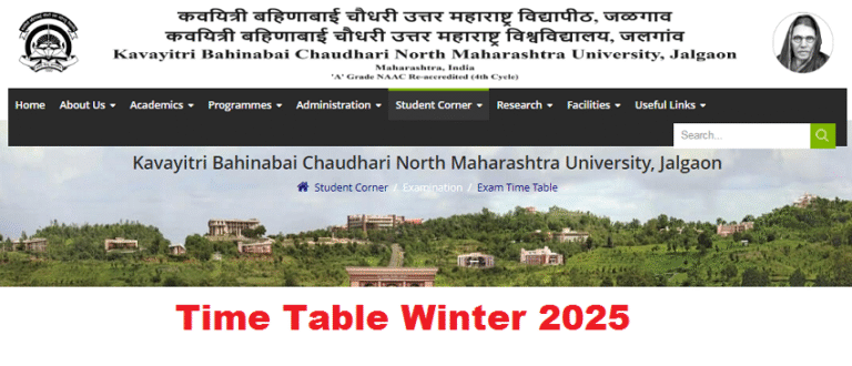 NMU Time Table Winter 2025 BA, BC.om, B.Sc, BBA, BCA, BE, MA, M.Com, M.Sc, MBA ,MCA and other UG ...