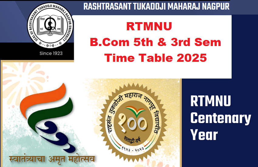 RTMNU BCom 5th 3rd Time Table 2025
